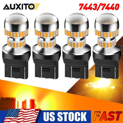 4PCS 7443 7440 Amber Yellow 3000K LED Turn Signal Parking Light Bulbs ...