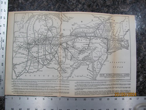 RARE 1924 NEW YORK CENTRAL LINES RAILROAD SYSTEM MAP w/ all CONNECTING ...