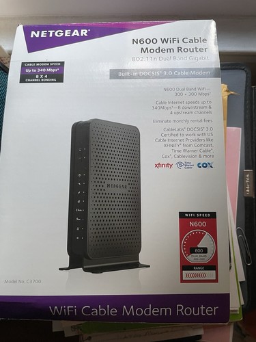 Netgear N600 Wifi Cable Modem Router Docsis 3.0 802.11n Dual Band ...