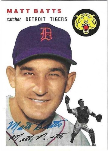 Autographed Signed 1954 Topps Archives 88 Matt Batts Detroit Tigers ...