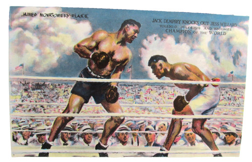 Vintage JACK DEMPSEY Knocks Out Jess Willard Advertising Postcard 1919 ...