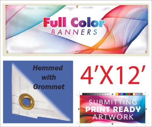 4'X12' Full Color Custom 13oz High Quality Vinyl Banner Hem and ...