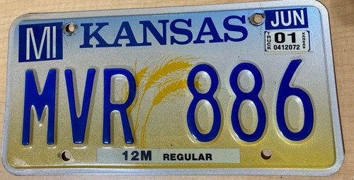 Kansas License Plate MVR 886 Wheat 2001 | eBay