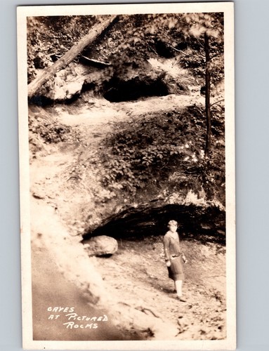 c1925 Caves At Pictured Rocks McGregor Iowa IA Clayton County RPPC Real ...