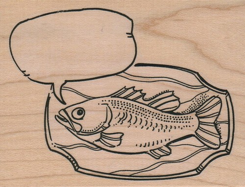 Talking Bass 3 1/4 x 4" Rubber Stamp, Fish Bowl Stamp, Fish Stamp | eBay