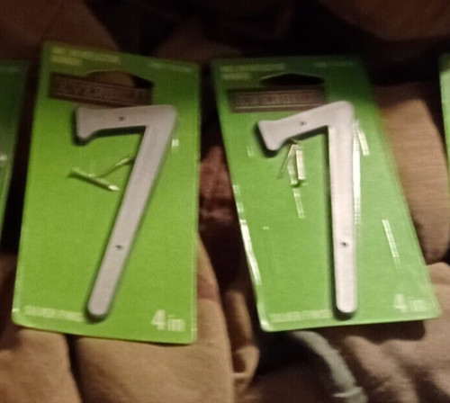2x Everbilt "7" Plastic Reflective Nail On Home Address Numbers Silver ...