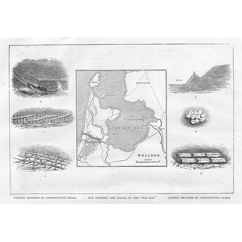 NETHERLANDS Dyke Construction, The 'Rob Roy' on the Zuiderzee Antique ...
