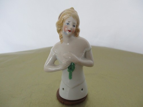 German Flapper with Green Bow Pin Cushion Half Doll Good 3-3/4" Tall | eBay