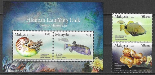 Malaysia 2006 Fauna Wildlife Marinelife Fisch Fish Nautilus compl set ...