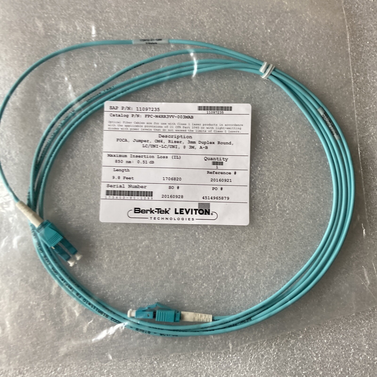For HPE QK732A patch cord 1m LC-LC OM4 MMF Cable compatible | eBay