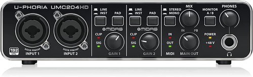 Behringer 2 inputs 4 outputs USB Audio Interface UMC204HD U-PHORIA ...