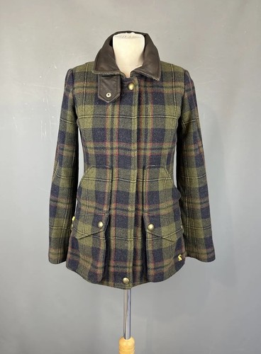 Joules Fieldcoat jacket Navy and green tweed Wool check country coat UK ...