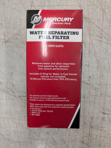 Mercury Marine Quicksilver Water Separating Fuel Filter Long OEM PN 35 ...