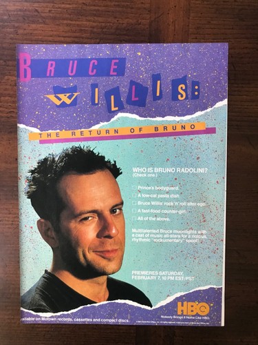 1987 vintage original print ad Bruce Willis Is: The Return Of Bruno | eBay