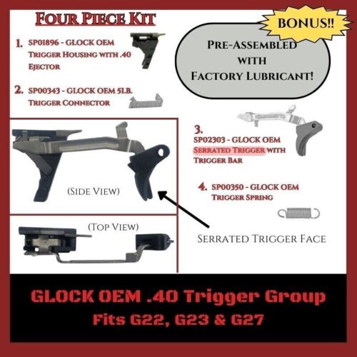 Glock 22 23 27 31 32 33 GEN-3 OEM Serrated Trigger Bar Housing Ejector Kit Set | eBay