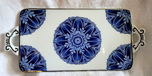 Bombay Porcelain Serving Cheese Tray Rosette Blue & White Platter ...