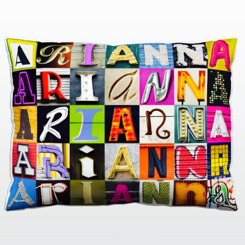 Personalized Pillow featuring the name ARIANNA in photos of sign ...