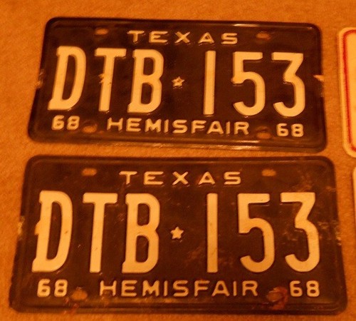 Pair of 1968 Texas License Plates DTB153 | eBay