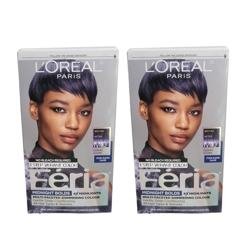 2 L'Oreal Feria Midnight Bolds Permanent Hair Color M10 Cosmic Azure ...