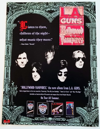 L.A. GUNS HOLLYWOOD VAMPIRES~1991 Vtg Album Promo Print Advert Ad ...