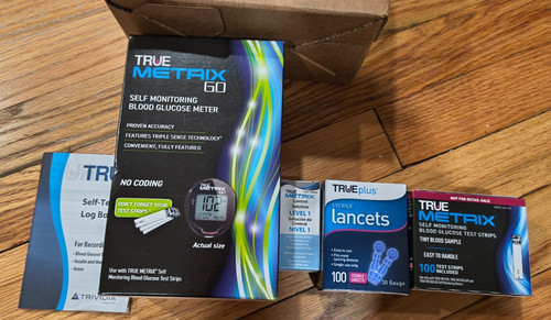 TRUE METRIX GO Meter Blood Glucose Monitor Starter Kit 100 Test Strips ...