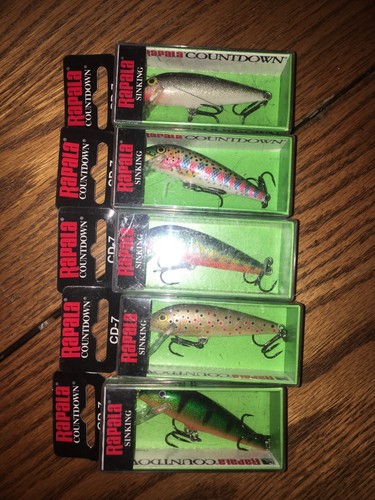 RAPALA COUNTDOWN 07's=LOT OF 5 DIFFERENT COLORED FISHING LURES==CD07 | eBay