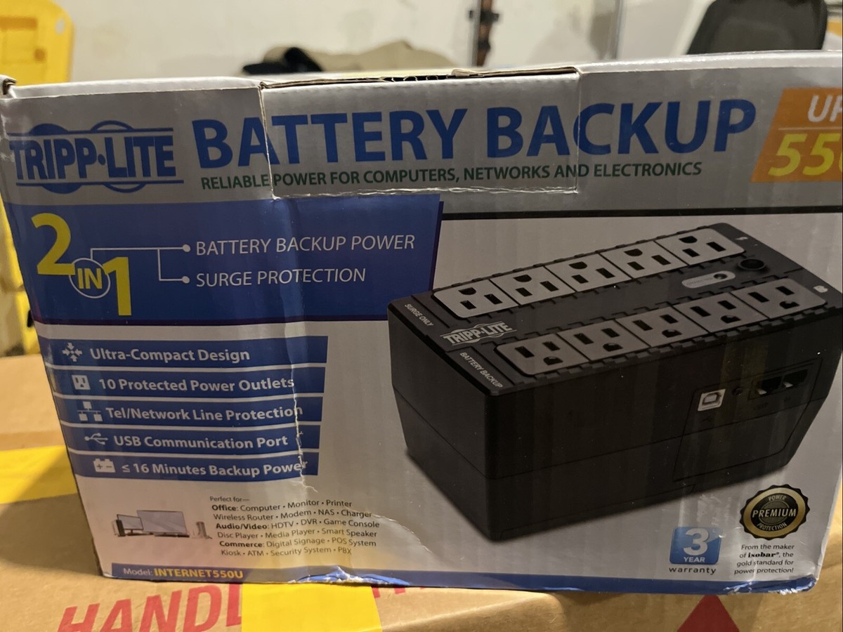 Battery Backup For Computer And Modem Tripp Lite 550VA With AVR - 8 ...