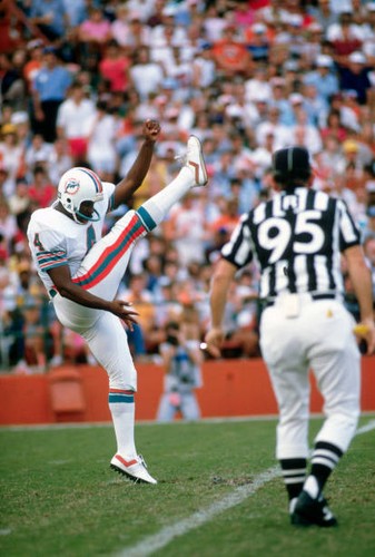 Reggie Roby Miami Dolphins punts the ball in an NFL foot- Football 1988 ...