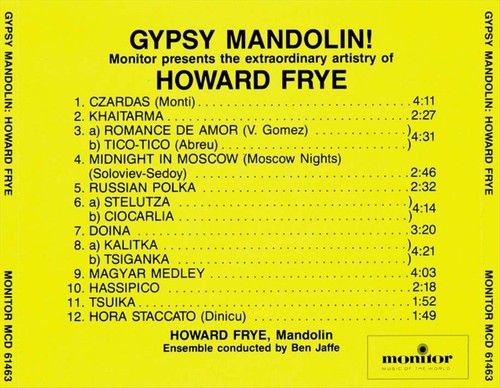 HOWARD FRYE GYPSY MANDOLIN [HUNGARY] NEW CD 731807146324| eBay