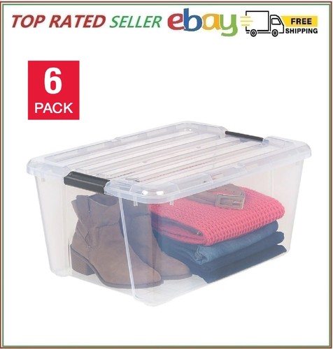IRIS STORAGE CONTAINERS PLASTIC BINS STACKABLE TUBS BOXES WITH LIDS 45 ...
