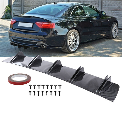 Carbon Fiber Look Rear Bumper Lip Diffuser 5-Fins For Audi A3 A4 S3 S4 ...