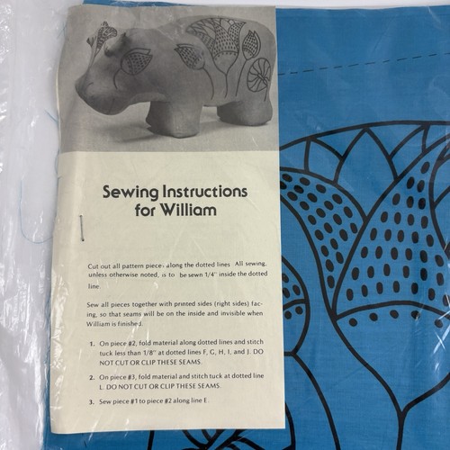 VTG 1978 Large William Hippopotamus Cut & Sew Kit Metropolitan Museum ...