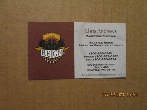 ABL Seattle Reign Vintage Defunct Chris Andrews Team Basketball ...