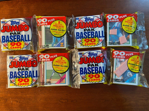 Lot of 4 1988 Topps Baseball Jumbo Packs 360 Cards! Factory Sealed One ...