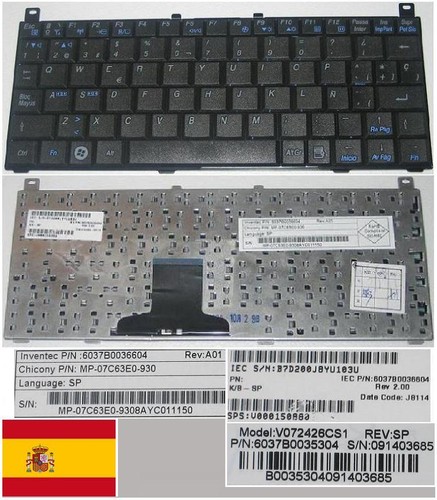 Keyboard qwerty Spanish Toshiba NB100 MP-07C63E0-930 6037B0036604 ...