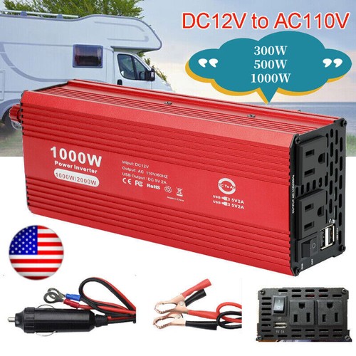 1000 Watt Car Power Inverter 12V To 110V 120V Laptop Phone Charger ...