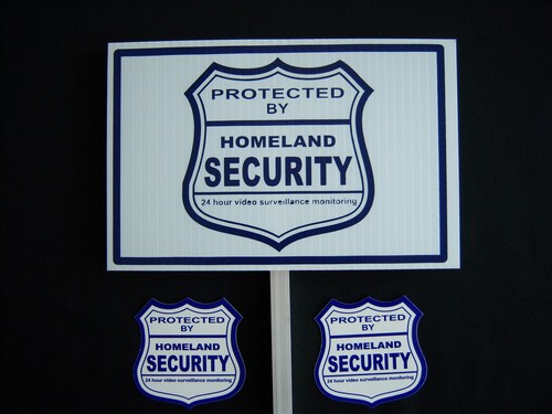 1 HOMELAND SECURITY SIGN + 2 DECALS - 1 STAKE ..#PS-410 | eBay