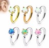 1pc Bendable Hoop Ring With Five Prong Set Gems Annealed 316L Surgical ...
