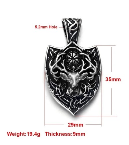 316L Stainless Steel Viking Stag Shield Pendant | eBay