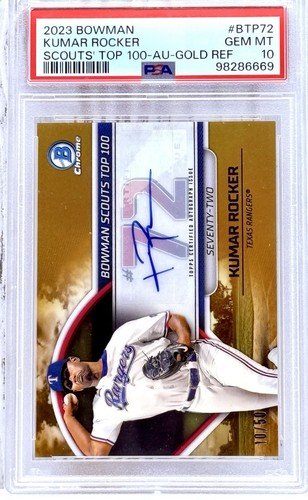 Kumar Rocker Prospect Gold Auto /50 Scouts Top 100 - 2023 Bowman #BTP ...