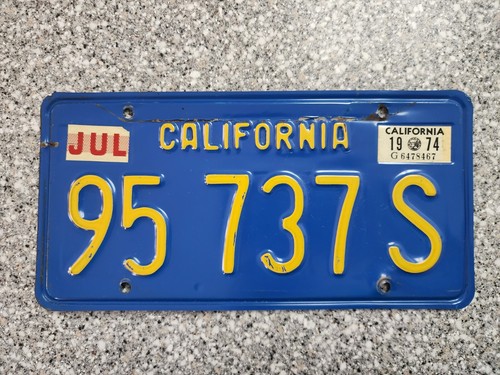 1970 California Commercial License Plate, Single, JUL 1974 Validation ...