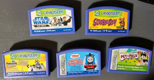 Leap Frog Leapster Learning Game Cartridges Lot of 5 Star Wars Scooby ...