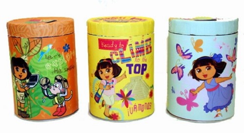 Dora the Explorer Set of 3 Large Round Illustrated Tin Coin Banks NEW ...