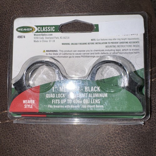 NIP Weaver 4x4 Quick Detach 1" Medium Rifle Scope Mount Rings Gloss ...
