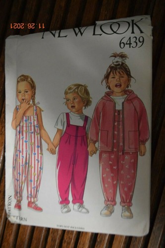 NEW LOOK 6439 TODDLERS OVERALLS JACKET COAT PATTERN 12M-18M 2 3 4 UNCUT ...