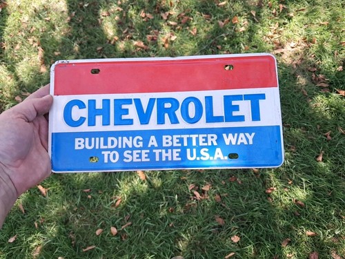RARE ORIGINAL VINTAGE USA 1 CHEVROLET DEALERSHIP Advertising LICENSE ...