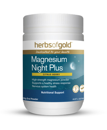 HERBS OF GOLD - MAGNESIUM NIGHT PLUS 150G CITRUS BERRY NERVOUS SYSTEM ...