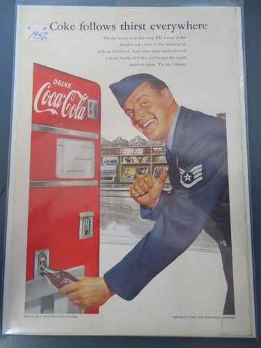 1952 Print Ad Coca Cola Soldier Vintage Coke Machine Coke Follows ...