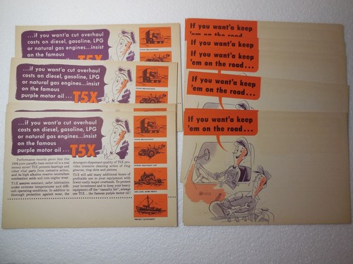 1950'S UNION 76 T5X PURPLE MOTOR OIL PROMO MAILING CARDS NOS LOT OF 12 ...