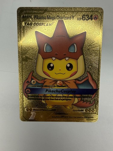 Pikachu Tag Cosplay Mega Charizard Y Gold Foil Fan Art Pokemon | eBay